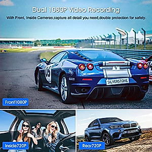 SPADE Dash Cam Front and Inside,1080P Dual Dash Camera for Cars with 64GB SD Card, IR Night Vision, 3.16” IPS Screen, WDR G-Sensor, 310°Wide Angle 24H Parking Monitor Loop Recording Motion Detection