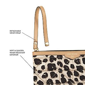 TWELVElittle Companion Diaper Pouch 2.0, Quilted Travel Pouch, Machine Washable Zippered Clutch for Diaper and Baby Essentials Leopard