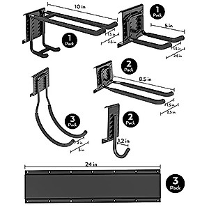 INCLY Garage Tool Storage Rack, 12 PCS Garden Yard Tool Organizer Wall Mount, 72 Inch Adjustable Heavy Duty Steel Garage Organization System with 3 Racks & 9 Wall Hooks