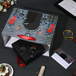 Large Medieval Party Gift Bags Castle Knight Favor Bags with Tissue Paper Card Medieval Castle Princess Knight Wrapping Paper Bags for Boys Girls Birthday Medieval Halloween Party Decorations Supplies