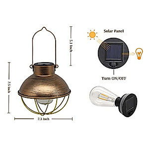 YAKii 8 Pack Solar Lantern Hanging Waterproof Outdoor Metal Solar Lamp with Warm White Light Decorate for Yard Garden Pathway Patio Porch Decor (Gold)