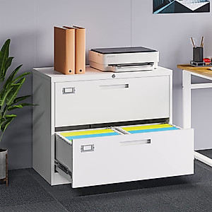 STANI Lateral File Cabinets with Lock, Filing Cabinet, 2 Drawer Lateral File Cabinet with Lock, Metal Lateral File Cabinet for Home and Office, Assembly Required