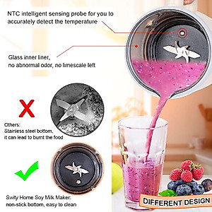 Swity Home Soy Milk Maker 23oz/30oz, Glass Interior Non-Stick Bottom, 6-In-1 Soymilk Maker Machine for Smooth Nut Almond Oat Coconut Plant-based Milk Congee Juice Boil Water, Free Filtering/Auto Clean