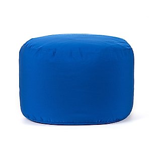 Gouchee Home Dotcom Soleil Bean Bag Round Ottoman/Pouf - Waterproof, Fade-Resistant Footrest for Indoor/Outdoor - Filled with High-Density Polystyrene Beads, Double-Stitched Seam, Blue, 20" D x 12" H