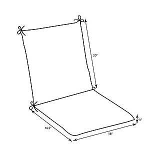 Pillow Perfect Tropic Floral Indoor/Outdoor Solid Back 1 Piece Square Corner Chair Cushion with Ties, Deep Seat, Weather, and Fade Resistant, 36.5" x 18", Blue/Green Soleil, 1 Count