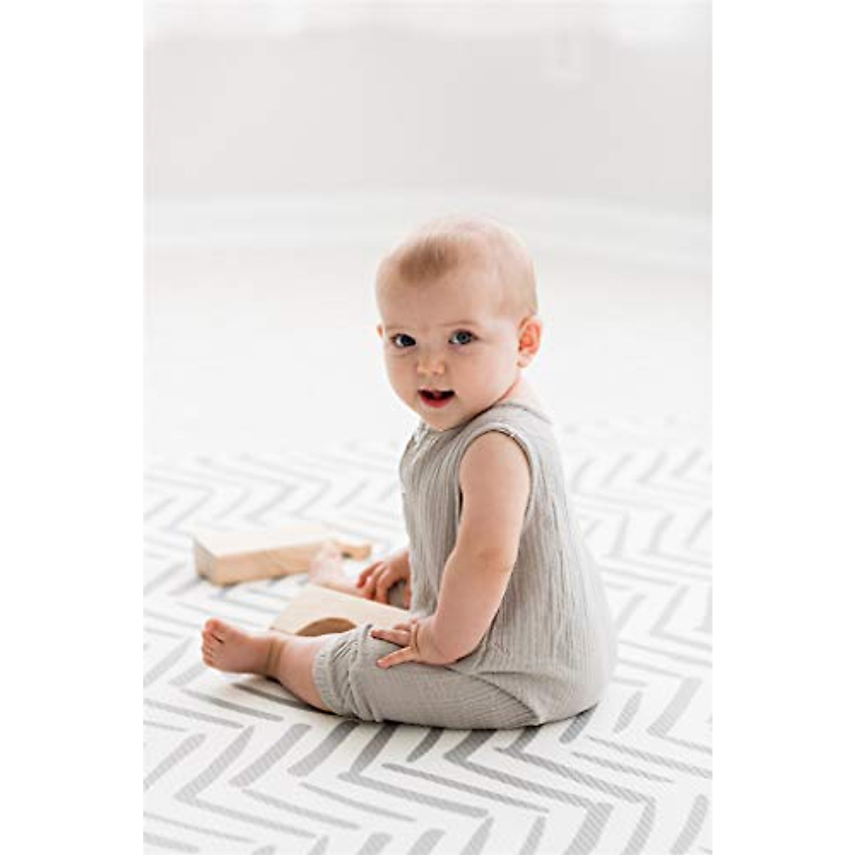 Baby Play Mat | One-Piece Reversible Foam Floor Mat | Large | Eco-Friendly | Extra Soft | Non-Toxic | Baby | Toddlers | Kids (Grey Dash + Diamond, Large)