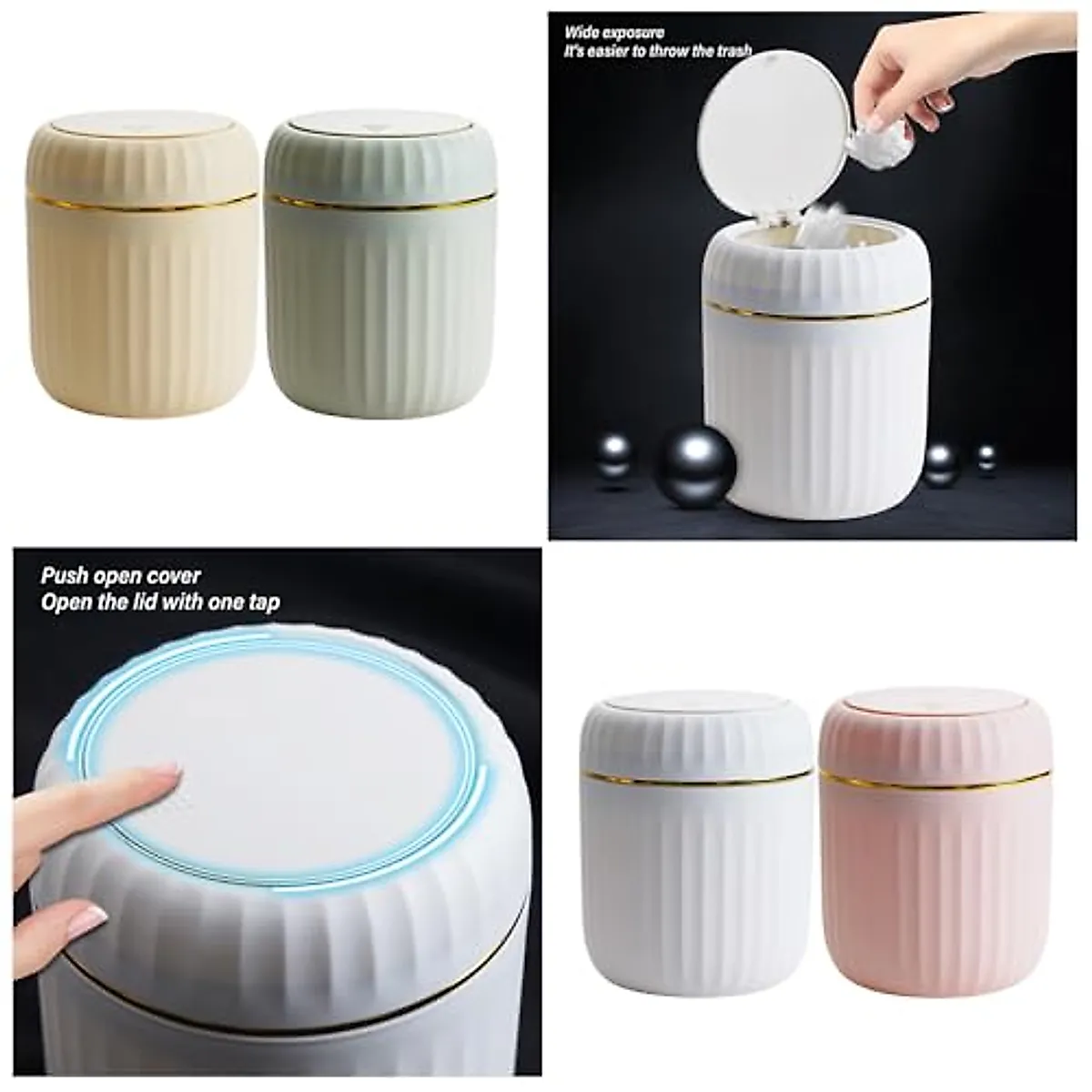PASNMKvn Small Desktop Trash Can with Lid Desktop Trash Can for Office and Home Use ABS Waste Bin Organization Container