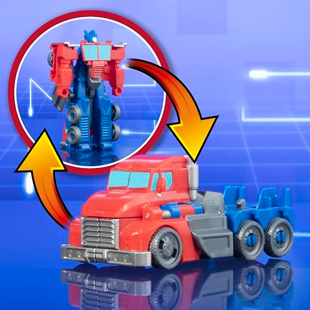 Transformers 1-Step Flip Heroes 3-Pack, 4-Inch Wheeljack, Bumblebee, and Optimus Prime Action Figures, Kids Easter Toys or Basket Stuffers, Age 6+