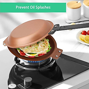 Spida Mount Flipmaster Pancake Pan, Double-Sided Non-stick Flip Pan Pancake Maker, for making toasts and omelettes (Gold)