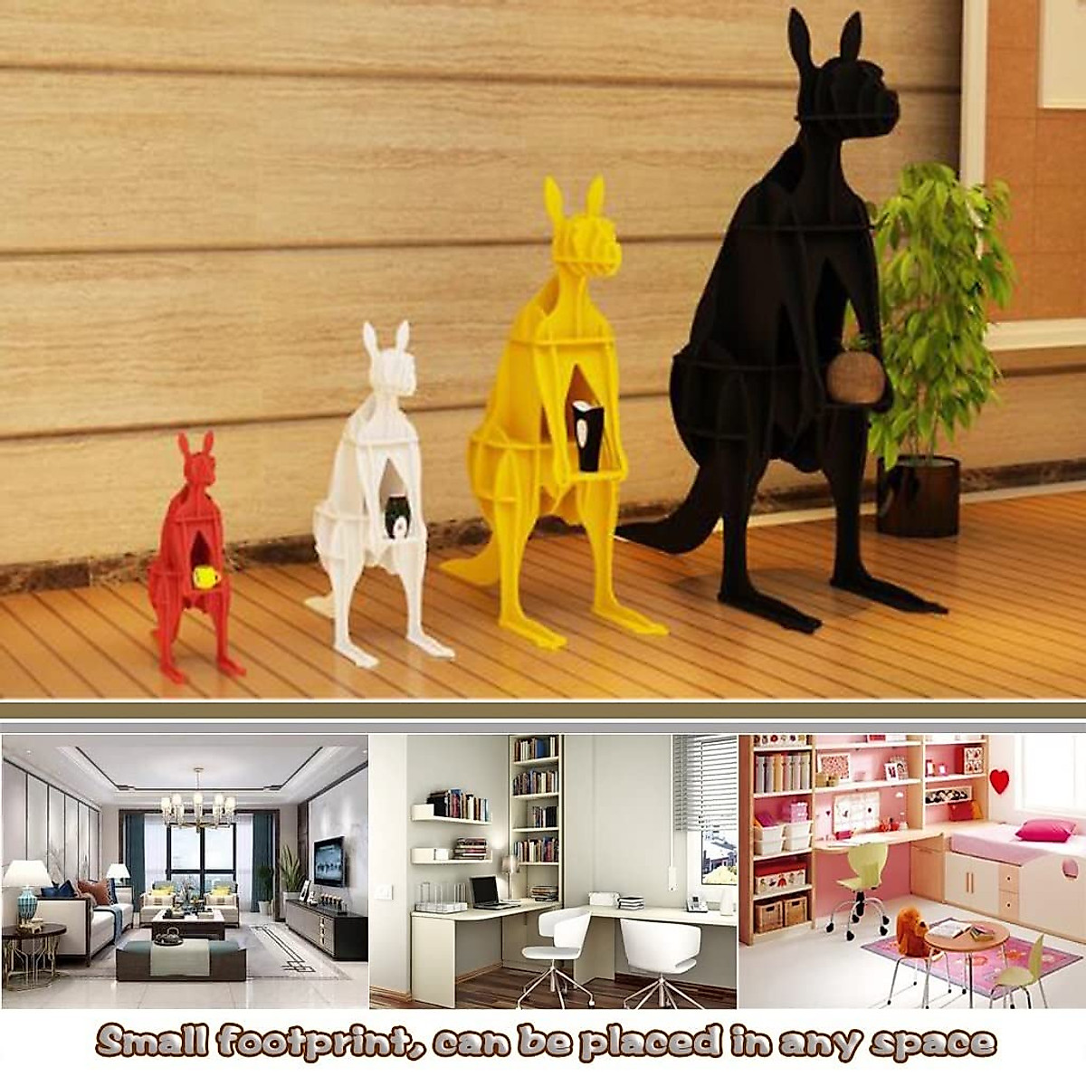 Bookshelf for Bedroom Creative Kangaroo Shape Book Rack, Library Floor-to-Ceiling Decoration Picture Book Storage Rack, Event Celebration Display Stand, Easy to Install