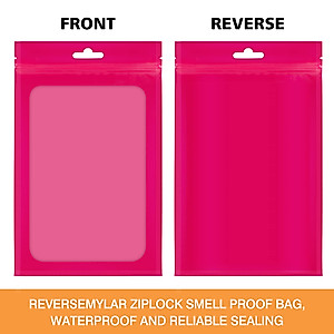 LODROC 100 Pieces Resealable Mylar Ziplock Bags with Clear Window - 3.5x4.7 Inches Smell Proof Bag Coffee Beans Packaging Pouch for Food Self Sealing Storage Supplies Jewelry Electronics Party, Pink