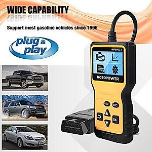 MOTOPOWER MP69033 Car OBD2 Scanner Code Reader Engine Fault Code Reader Scanner CAN Diagnostic Scan Tool for All OBD II Protocol Cars Since 1996, Yellow