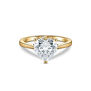 ISAAC WOLF Heart Shape 2 Carats in 14k Solid Gold Genuine Flawless Moissanite Diamond Solitaire Proposal Valentine Gift Ring 14k Solid White, Yellow OR Rose GOLD (Yellow Gold, 7)