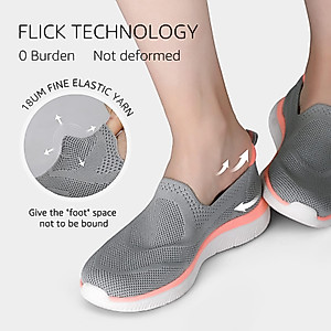 STQ Walking Shoes Women Comfortable Slip On Sneakers Lightweight Mesh Casual Work Loafer Light Grey Pink US 8