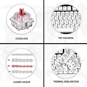 GEKUCAP 135 Keys White Japanese Keycaps, Minimalist Style Cherry Profile Key Caps, PBT Dye Sublimation Customized Keycaps Set Compatible with Cherry MX Switches Mechanical Keyboards