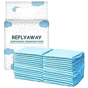 REFLYAWAY Baby Disposable Changing Pads - Soft Non-Woven Fabric (25 Pads) Underpads 13 x 18 Inches Ultra Absorbent Waterproof Protective Pee Pads for Babies, Kids, Adults, Elderly（Small Blue）