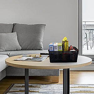 Asking 4-Pack Plastic Weave Storage Basket, Black