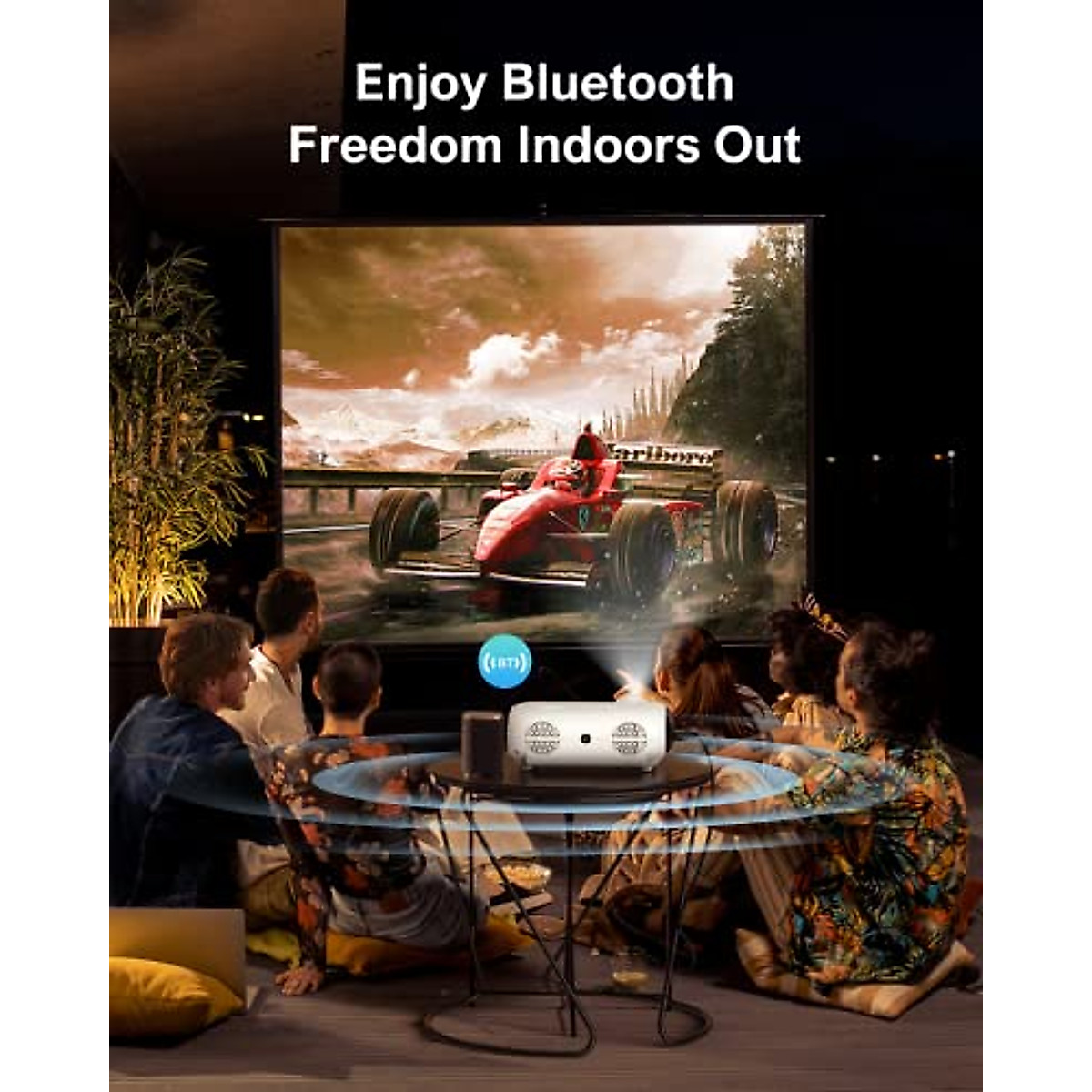 Movie Projector for Indoor, Native 1080P Projector with 10,000 lumens, ULTIMEA Home Projector Reduced 60% Noise, Bluetooth Projector Compatible with TV Stick/Laptop/HDMI/USB for Home Theater