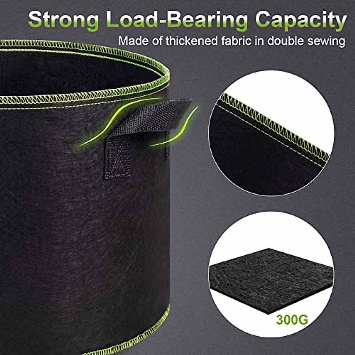 DECORLIFE 12-Pack Grow Bags, 3 Gallon Thickened Nonwoven Fabric Pots with Handles, Black, Come with Plant Labels