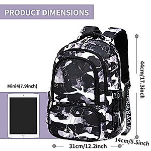 Yvechus Camo Backpack for Kids, Lightweight Camo Backpack Elementary Middle School Backpack Water Repellent Bookbag (Camo Black)