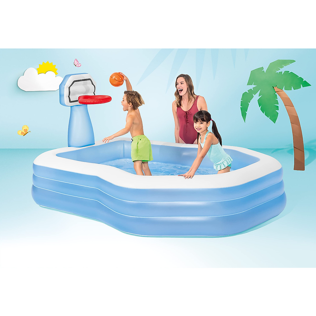 Intex Shootin' Hoops Swim Center Family Pool, for Ages 3+, Multicolor