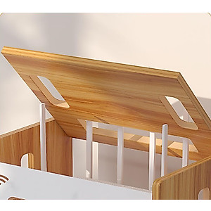 WiFi Router Desktop Storage Box,Power Router Fences Standing Shelf Units,Wooden Cable Management Hider Box Router Storage Racks for Desktop Office and Home,A