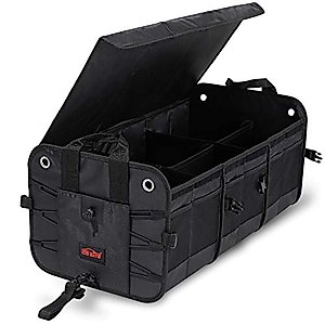 CZC AUTO Car Trunk Organizer Collapsible Cargo Trunk Storage Organizer with 6 Compartments for Car Suv Truck (Black)