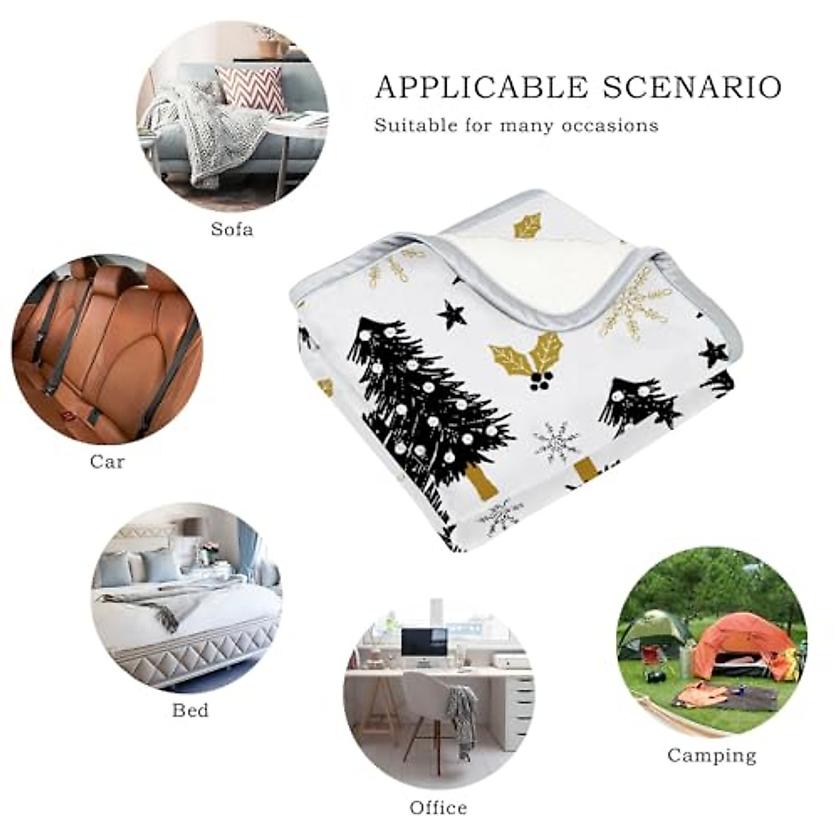 DreamBay Throw Blanket for Couch Sofa Bed Christmas Tree Holly Snow Lightweight Blankets for Home Office Camping Travel Cozy Blanket 50x60 inches Washable