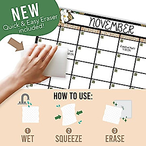 Magnolia Large Magnetic Calendar for Fridge Dry Erase Board for Refrigerator - Magnetic Fridge Calendar Dry Erase Magnetic Whiteboard Calendar, Magnetic Dry Erase Calendar for Fridge Planner Magnet…