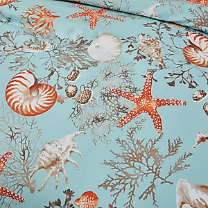 Brandream Luxury Nautical Bedding Set Queen Size Coastal Beach 100% Egyptian Cotton Duvet Cover Set 3-Piece Smooth Crisp Silky (Comforter Not Included)