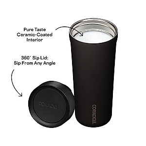 Corkcicle Commuter Cup Insulated Stainless Steel Spill Proof Travel Coffee Mug Keeps Beverages Cold for 9 Hours and Hot for 3 Hours, Gloss Powder Blue, 17 oz 1 Count (Pack of 1)