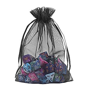 HRX Package Black Organza Bags 5x7 inch 100pcs, Mesh Candy Bags Jewelry Pouches Drawstring Empty Sachet for Present Wedding Giveaways