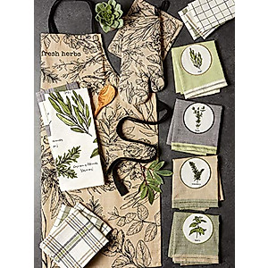 DII Garden Fresh Herbs Kitchen Collection, Chef's Apron, Natural Greenery