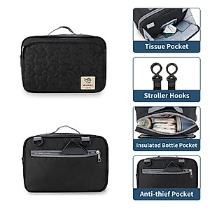 TRENDPLAY Small Diaper Bag, Mini Stroller Organizer Caddy with Wipe Pockets Caddy Parent Console with Stroller Straps Fit All Strollers, Black