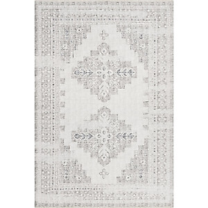 nuLOOM 8' x 10' SpinClean Machine Washable Stain-Resistant Area Rug Low Profile for Living Room, Bedroom, and Dining Room, Alexia Grey