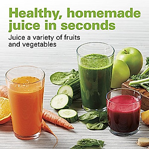 Hamilton Beach Juicer Machine, Centrifugal Extractor Big Mouth 3” Feed Chute for Whole Fruits & Vegetables, Easy to Clean, 2 Speeds, 800 Watts, BPA Free, Black and Silver (67750)