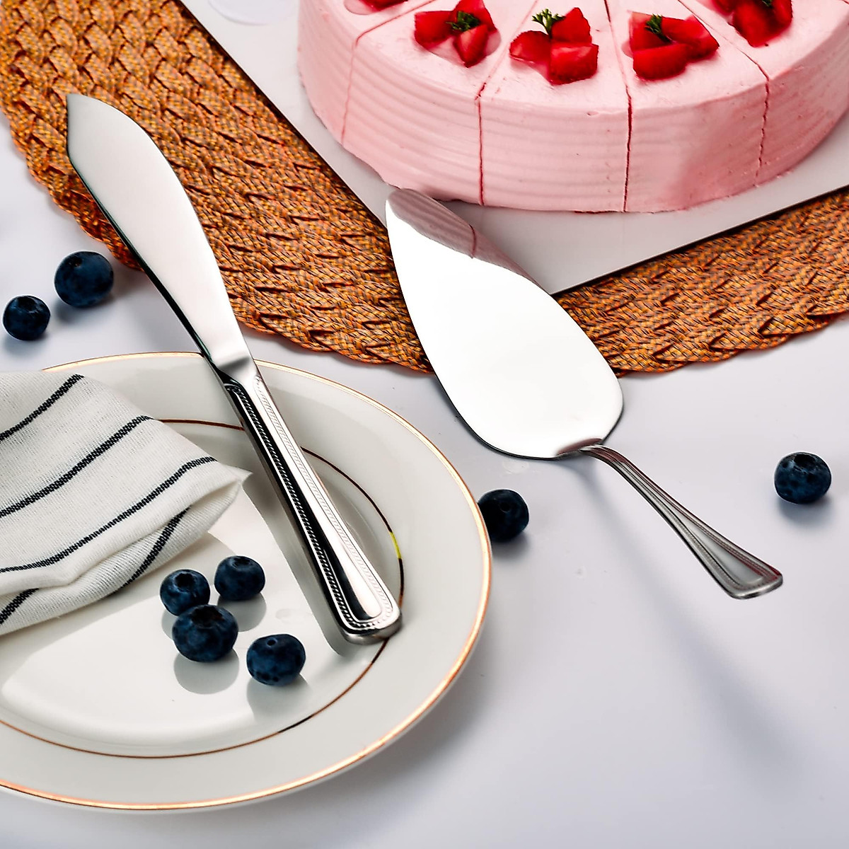 IMEEA Wedding Cake Knife and Server Set - Stainless Steel Cake Cutters Perfect for Weddings and Special Occasions