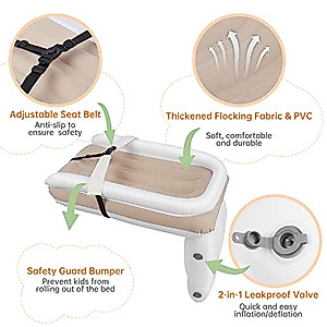 PAHTTO Inflatable Airplane Bed for Kids, Portable Toddlers Airplane Blow Up Bed for Travel, Baby Airplane Mattress with Hand Pump, Toddler Airplane Travel Essentials
