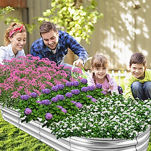 Kettalk 2Pcs Galvanized Raised Garden Bed，6×3×1ft Galvanized Planter Raised Garden Boxes Outdoor, Large Oval Metal Raised Garden Beds for Vegetables,Flowers and Fruits