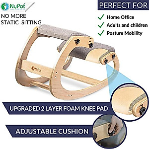 NYPOT Ergonomic Kneeling Chair - Rocking Office Chair Adjustable Stool - Knee Chair Posture Chair - Wooden Desk Chair, Ergonomic Chair for Home Office, Office Chair for Back Pain, Work from Home Chair