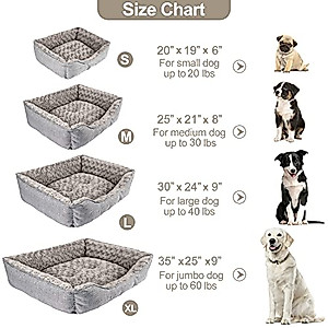 FURTIME Durable Dog Bed for Large Medium Small Dogs Soft Washable Pet Bed Orthopedic Dog Sofa Bed Breathable Rectangle Sleeping Bed Anti-Slip Bottom(25'', Grey)