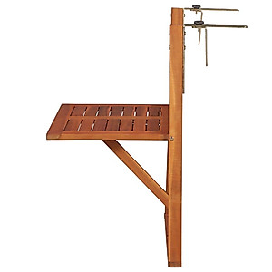 vidaXL - Foldable Hanging Balcony Table - Solid Acacia Wood - Weather Resistant Outdoor Furniture - Coffee Table/Worktop - Easy Assembly