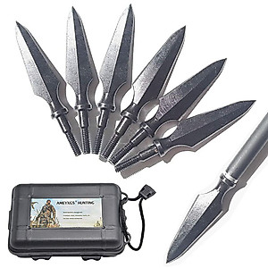 AMEYXGS 200 Grain Broadheads Traditional Hunting Arrowhead Archery Metal Arrow Tips Screw-in Arrow Heads with Box for Compound Bow Recurve