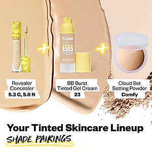 Kosas BB Burst Tinted Face Gel Cream - Supports Healthy Collagen, Smoothes Skin, Hydrates & Moisturizes - Lightweight Buildable Coverage - Medium Neutral 23, (1 Oz/30 ML)
