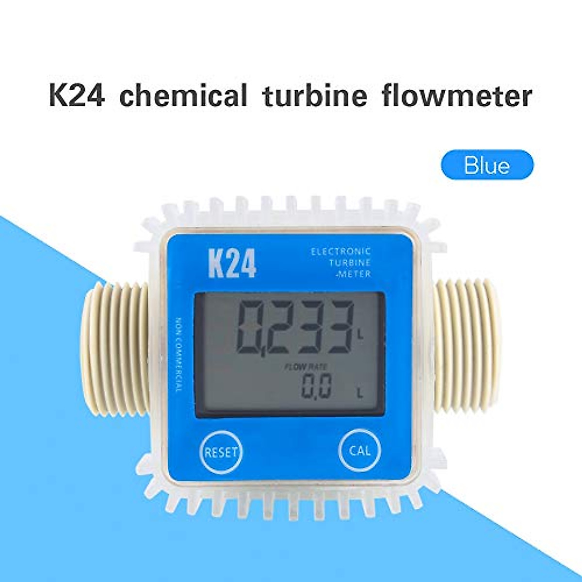 Fuel Meter K24 Turbine Digital Fuel Flowmeter with LCD Display for Chemicals Liquid Water Blue