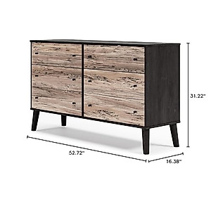Signature Design by Ashley Piperton Contemporary Scandinavian 6 Drawer Dresser, Two-Tone Black