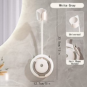 JARPSIRY 360° Adjustable Hands Free Hair Dryer Holder, Wall Mounted Blow Dryer Stand Rack with Cable Hanger, Flexible Lazy Hair Dryer Holder Bathroom Organizer