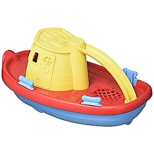 Green Toys Tugboat, Yellow/Red/Blue CB - Pretend Play, Motor Skills, Kids Bath Toy Floating Pouring Vehicle. No BPA, phthalates, PVC. Dishwasher Safe, Recycled Plastic, Made in USA.