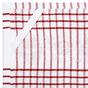 Cackleberry Home Barnyard Animals Windowpane Check Cotton Terrycloth Kitchen Towels, Set of 4 (Red)