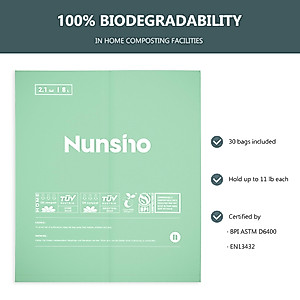 Nunsino Hanging Kitchen Compost Bin 4 Liter / 1.05 Gallon Includes 30 Compostable Bags, Trash Can with Removable Inner Bucket, Stainless Steel, Airtight Lid, Black (N01TC004BB)